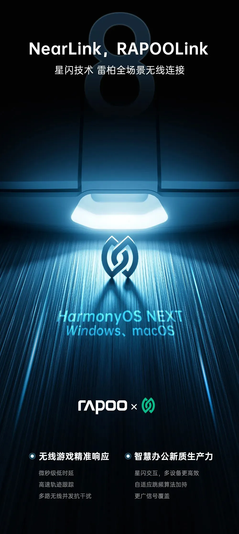 雷柏官宣 2024 年全场景无线连接星闪 NearLink 技术：适配鸿蒙 HarmonyOS、Windows、macOS 系统